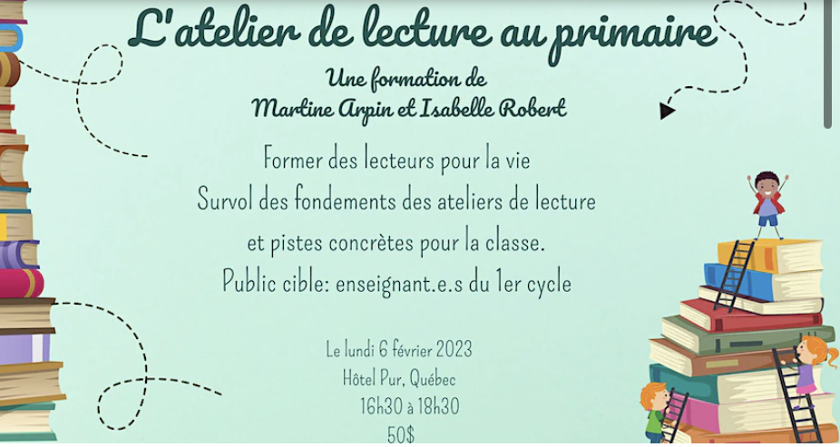 Offres de formations – Les ateliers d'écriture et de lecture au primaire